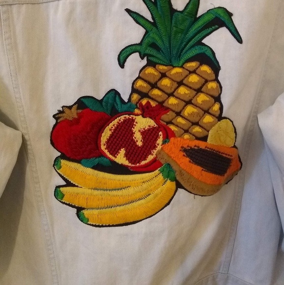 Zara | Jackets & Coats | Zara Denim Jacket W Fruit Nwt | Poshmark